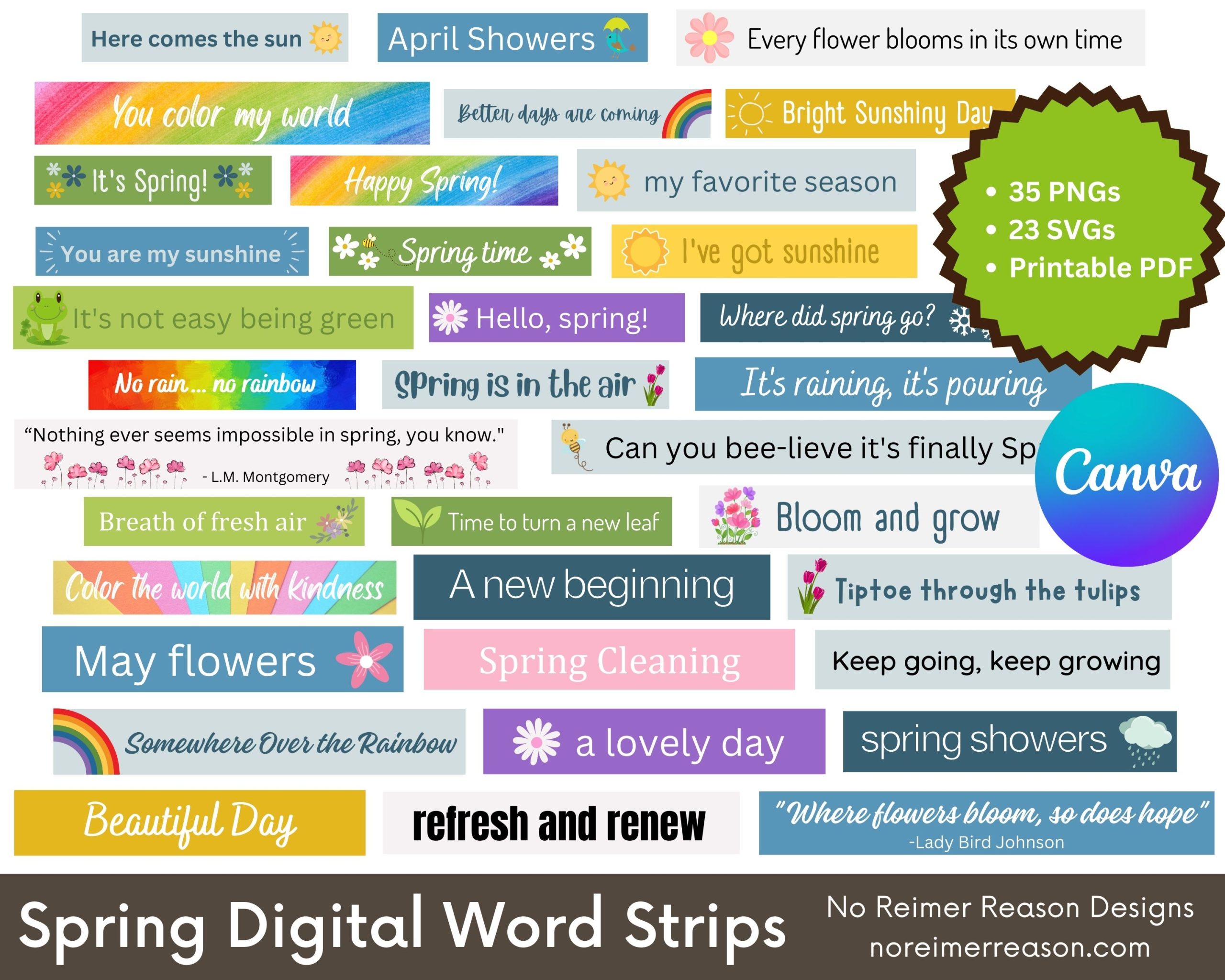 Spring Word Strips for Scrapbooking or Journaling - Free Download
