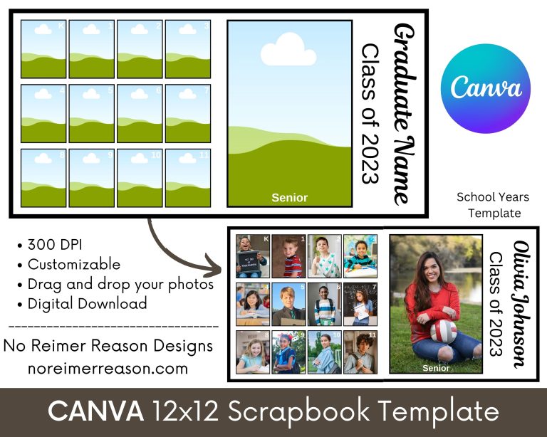 K-12 Graduation / School Years Scrapbook Layout Template