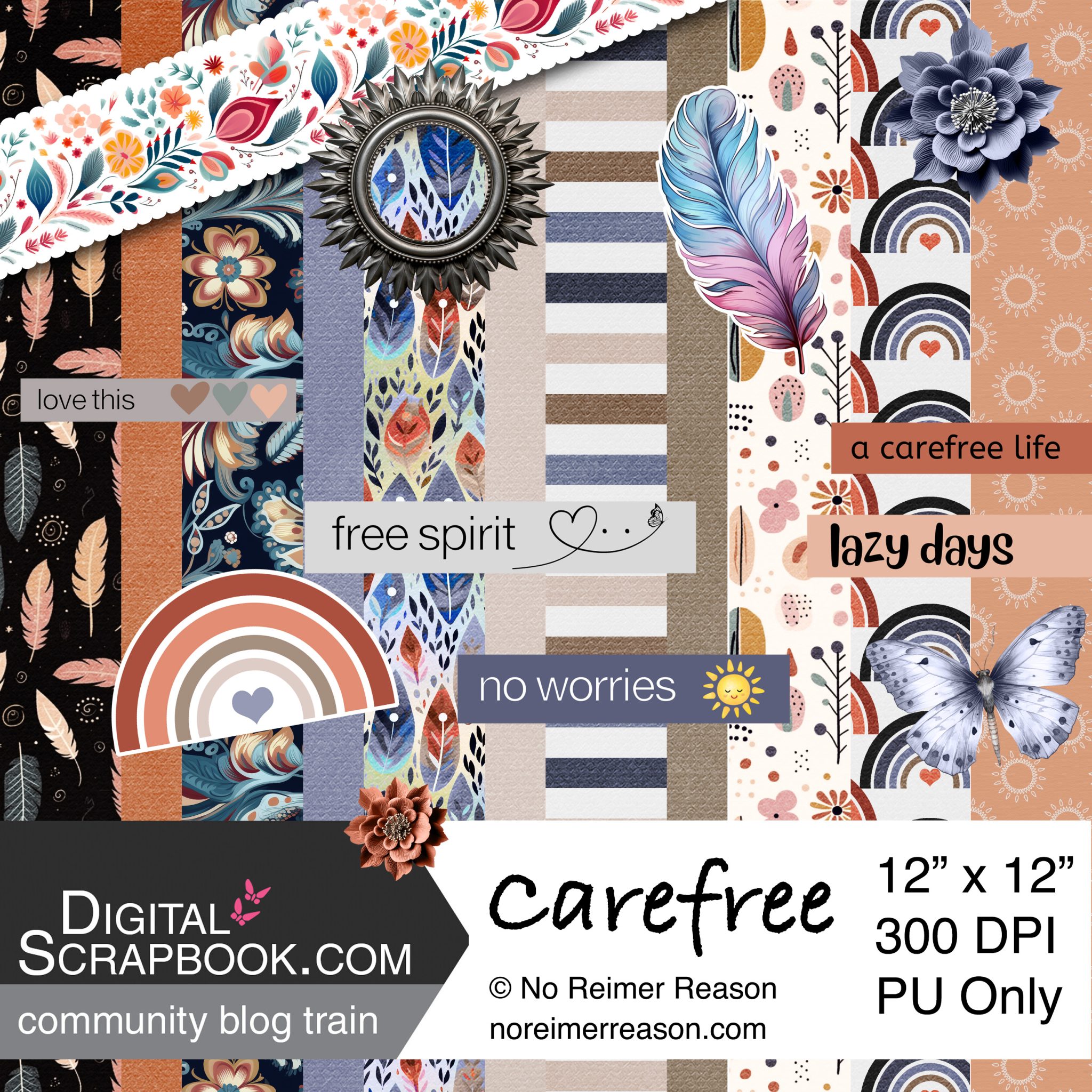 Free Digital Scrapbook Kit - Carefree | No Reimer Reason